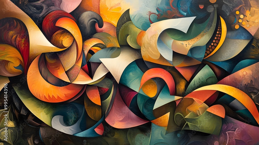 Surreal abstract art with sharp organic forms and intricate geometric ...