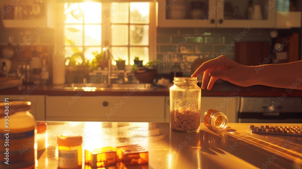 Patient curing illness by consume chemical drug. Elegant model taking ...