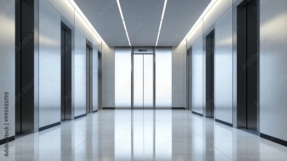 Modern, empty-glass elevator in a stylish shopping center Elevator ...
