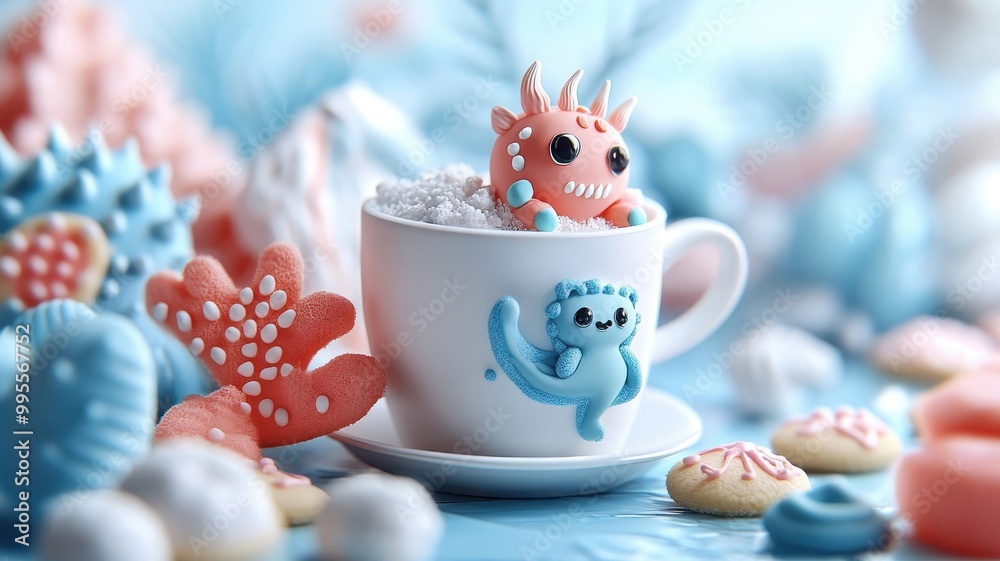 Surreal image of monster-themed sugar cookies coming to life, with ...