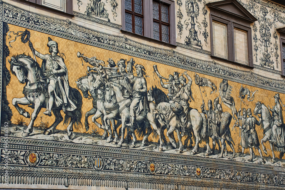 Procession of Princes, famous building monument in Dresden, Germany ...