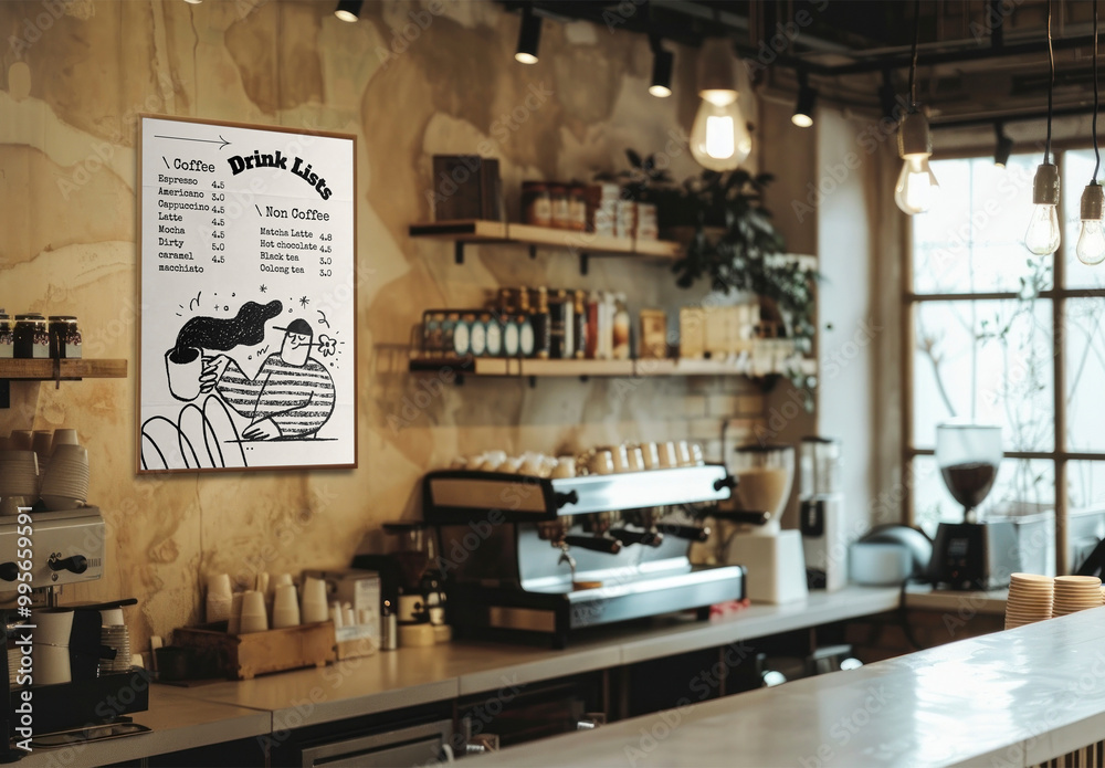 Cafe Menu Hanging Poster Mockup With Generative AI Stock Template ...