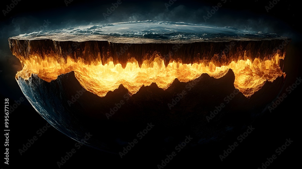 Cross sectional View of Earth s Layered Structure and Geological ...