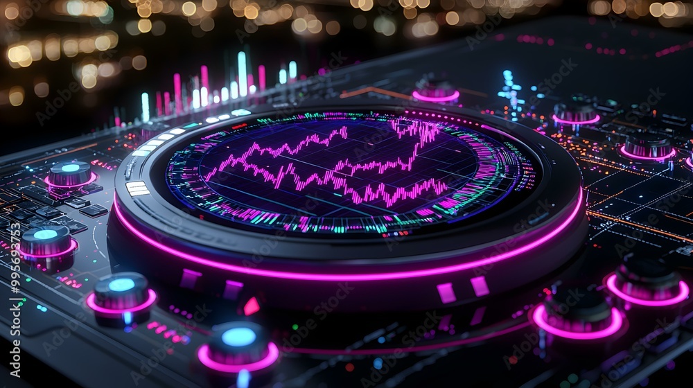 Dark Mode Trading Haven, an immersive workspace featuring neon accents ...