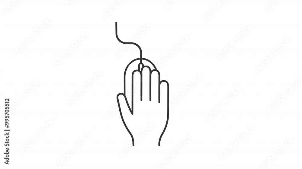 Holding mouse line animation. Pc hardware animated icon. Moving hand ...