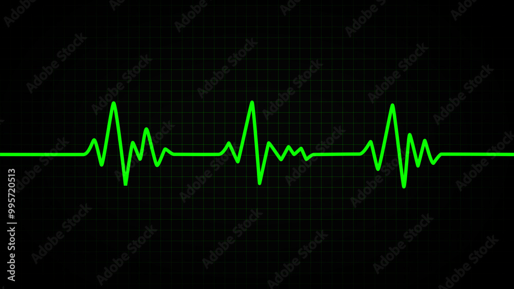 Green color heartbeat line icon. Electrocardiogram shows heartbeat ...