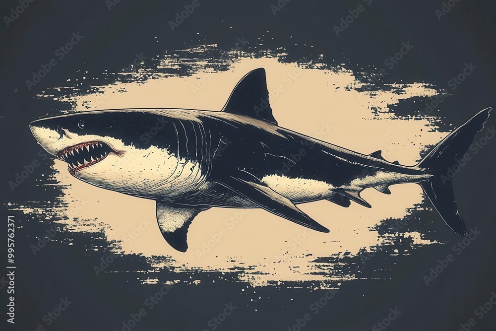 aggressive great white shark logo design bold minimalist lines form the ...