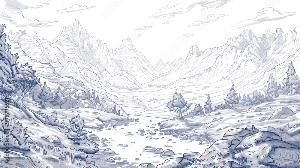 Artistic outline: illustration, highlighting beauty of simplicity ...