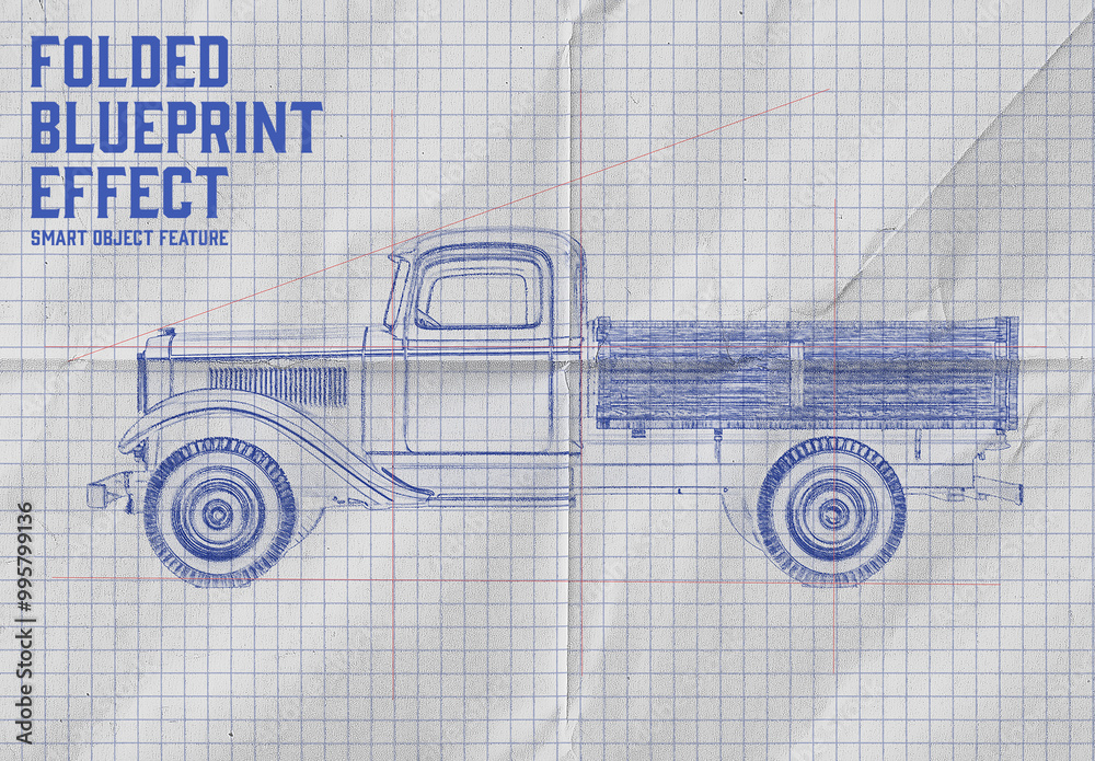 Folded Blueprint Effect with Generative AI Stock Template | Adobe Stock