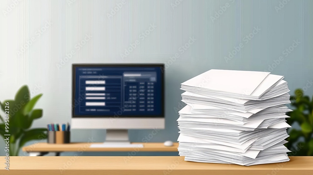 Exam Papers Ready for Grading on a neatly arranged desk in a minimalist ...