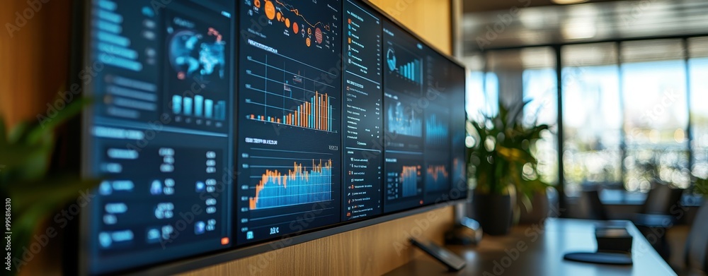 An interactive project management dashboard displayed on a large screen ...