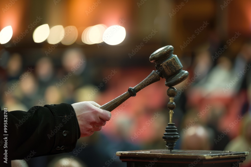 Adjust the aperture to highlight the details of the auctioneer's hammer ...