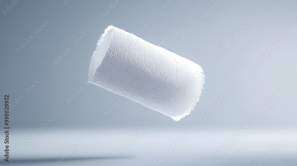 Single adhesive bandage floating in a white void, 3D render ...