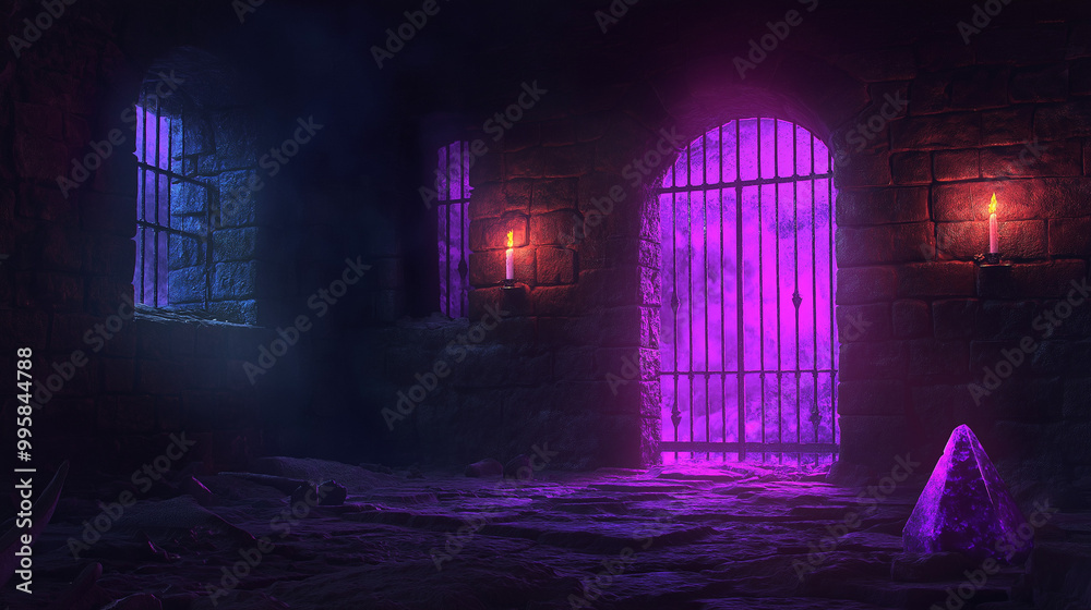 A dimly lit, stone-paved environment, possibly a dungeon or old castle ...