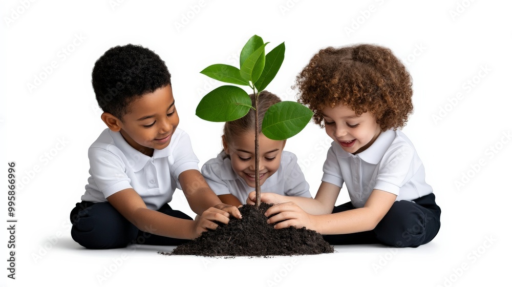 Planting the Seeds of Tomorrow: A heartwarming image of three young ...
