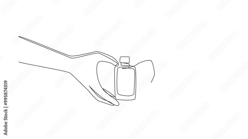 Animation of continuous one line drawing the perfume hold in a heart ...