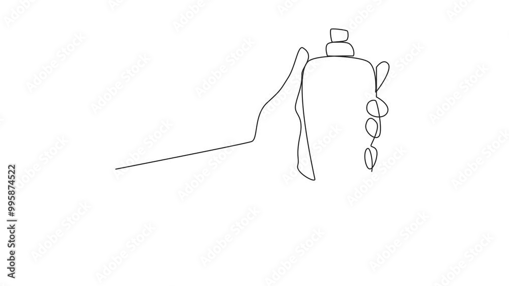 Self drawing animation of single one line drawing hand holding perfume ...
