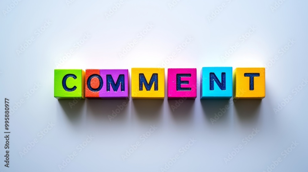 Vibrantly Colored Letter Blocks Forming the Word 'COMMENT' Against a ...