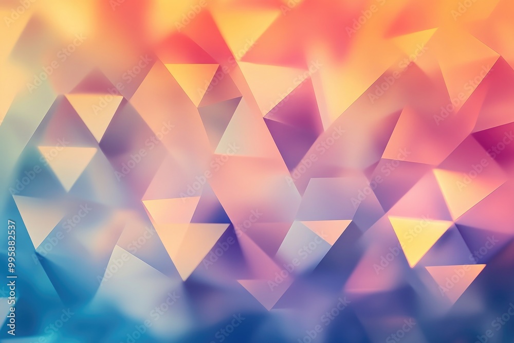 Abstract blurred background featuring repeating triangular shapes with a smooth gradient texture ...