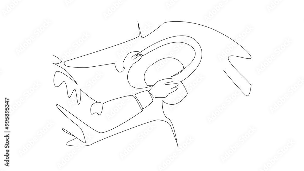 Animated self drawing of single continuous line drawing both hands of ...