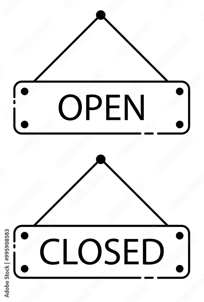 Open and closed sign board vector image, handing door board with open ...