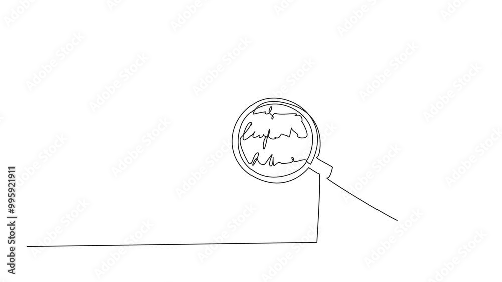 Animation of continuous one line drawing a sheet of paper highlighted ...