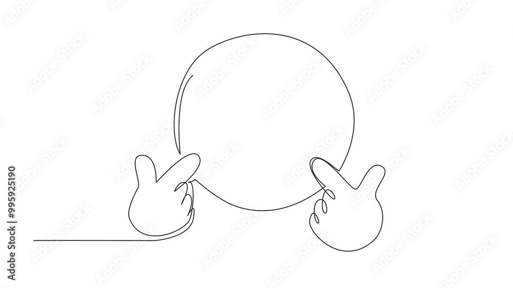 Animated self drawing of continuous line drawing emoticon pointing at ...