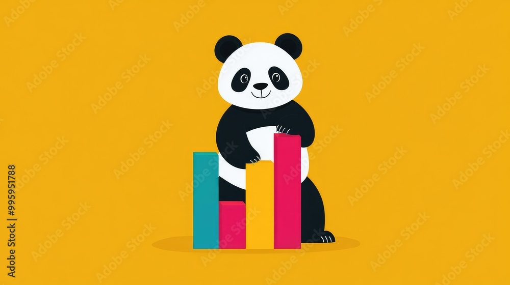 Pandas data science concept illustrated with a panda bear scaling bar ... Pandas data science concept illustrated with a panda bear scaling bar ...