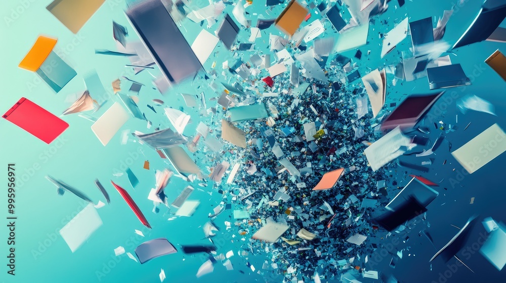 Unused files disappearing into the trash, representing the idea of ...