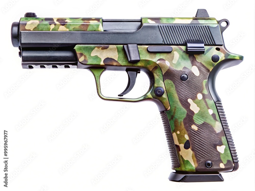 Compact, lightweight semi-automatic pistol boasts curved magazine and ...