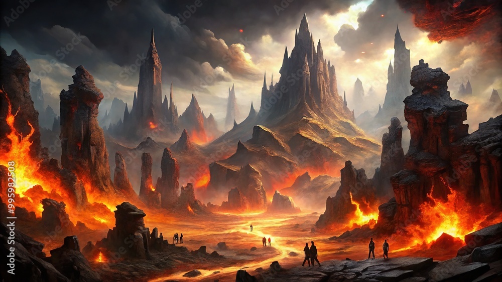 Infernal contrails slashed through the desolate abyss, where tormented ...