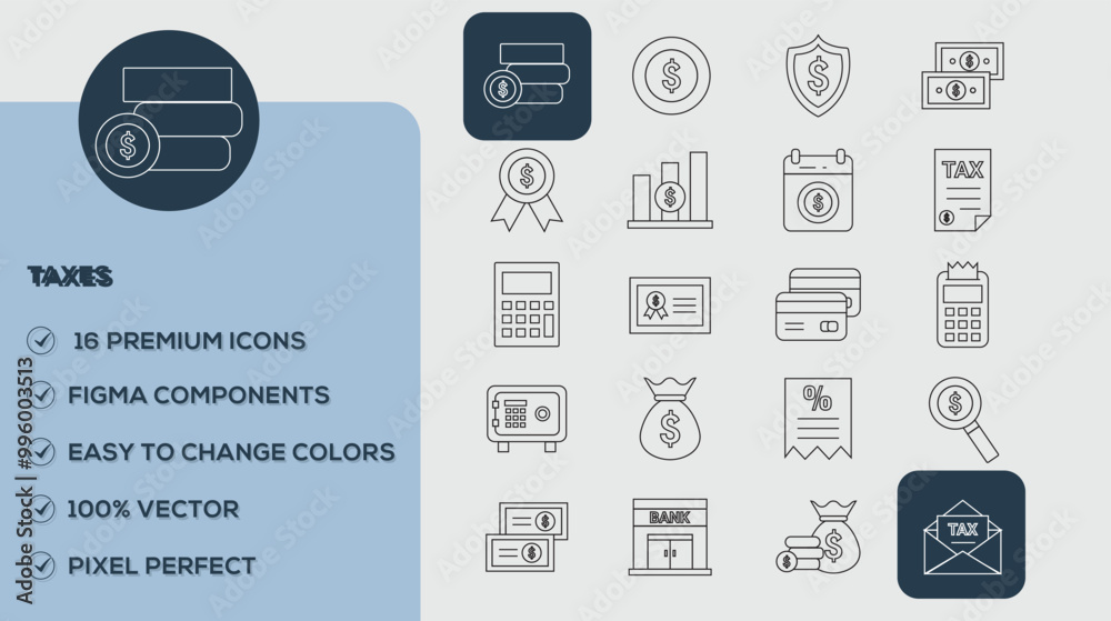Taxes Icons set. Vector illustration in modern thin line style of ... Taxes Icons set. Vector illustration in modern thin line style of ...