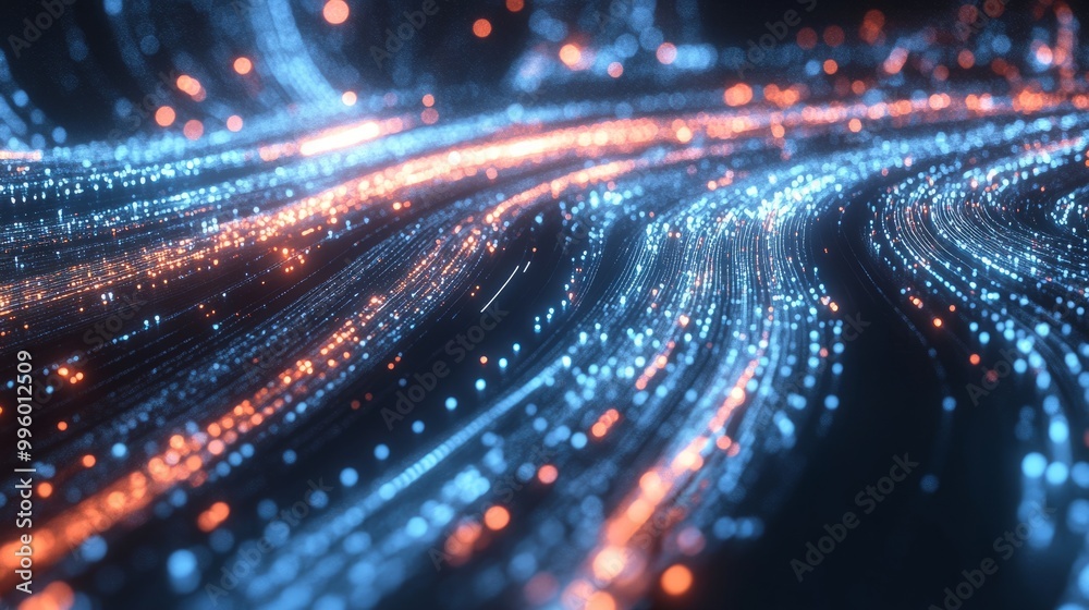 High-speed broadband visualization with glowing streams of data in a ...
