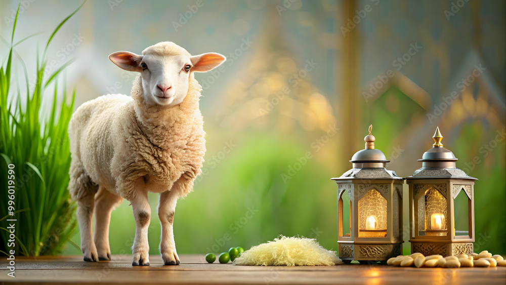 Eid al-Adha offering of a lamb symbolizing sacrifice in Islam , Eid al ...