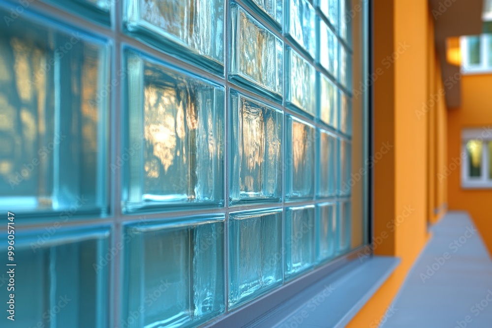 glass bricks are seamlessly incorporated in a residence, crafting a ...