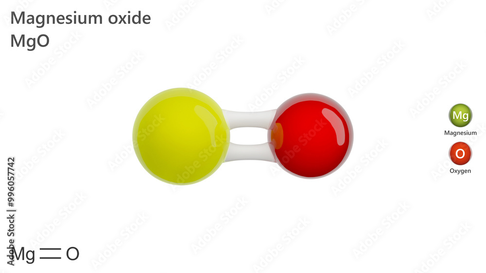 The 3D model of molecule Magnesium oxide. MgO has the appearance of a ...