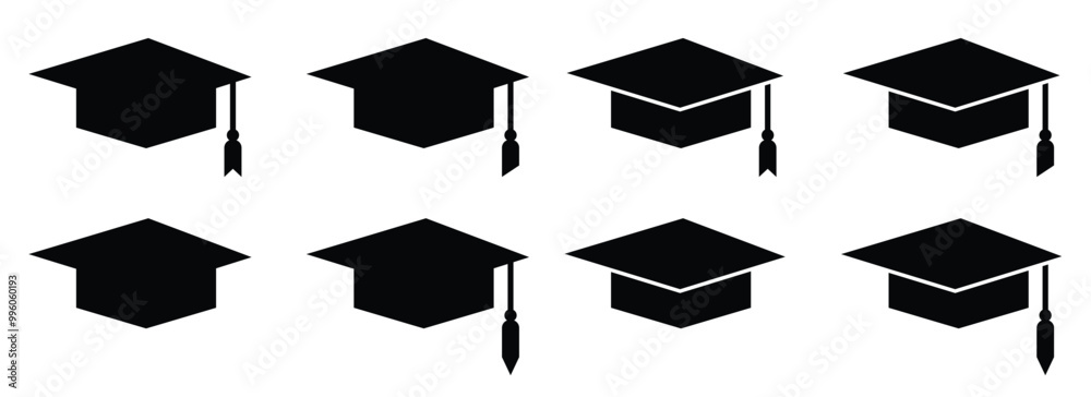 Graduation cap clipart collection set Stock Vector | Adobe Stock