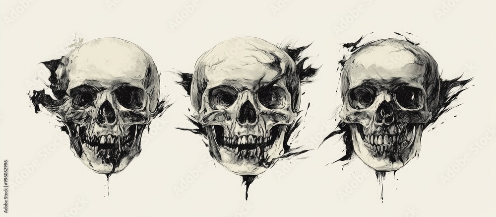 Explore stunning skull 2d illustrations that embody macabre elegance ...
