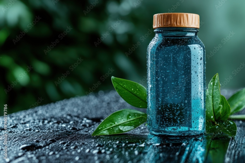 Refreshing Water Droplets on a Glass Bottle A Symbol of Hydration and ...