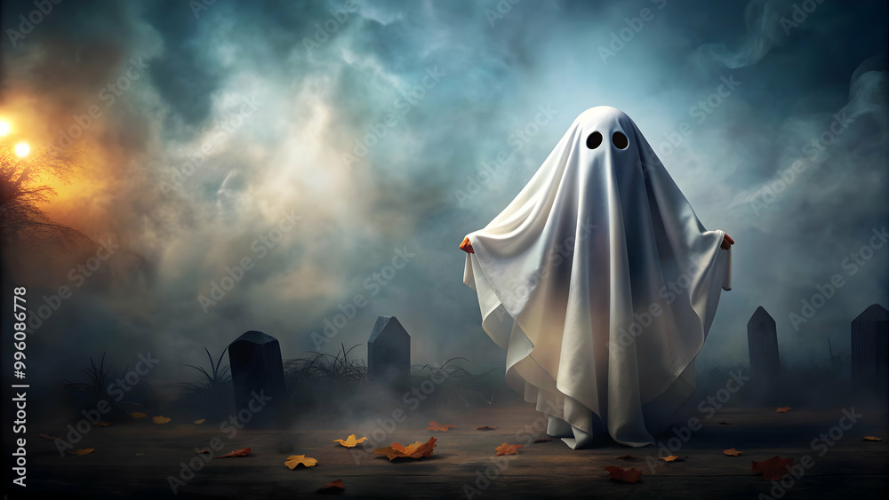 haunted animated Halloween banner with eerie ghost, haunted,animated ...