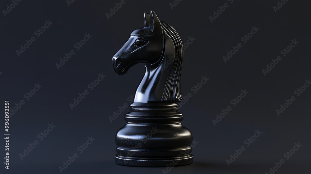 black knight chess piece stands prominently against dark grey gradient ...
