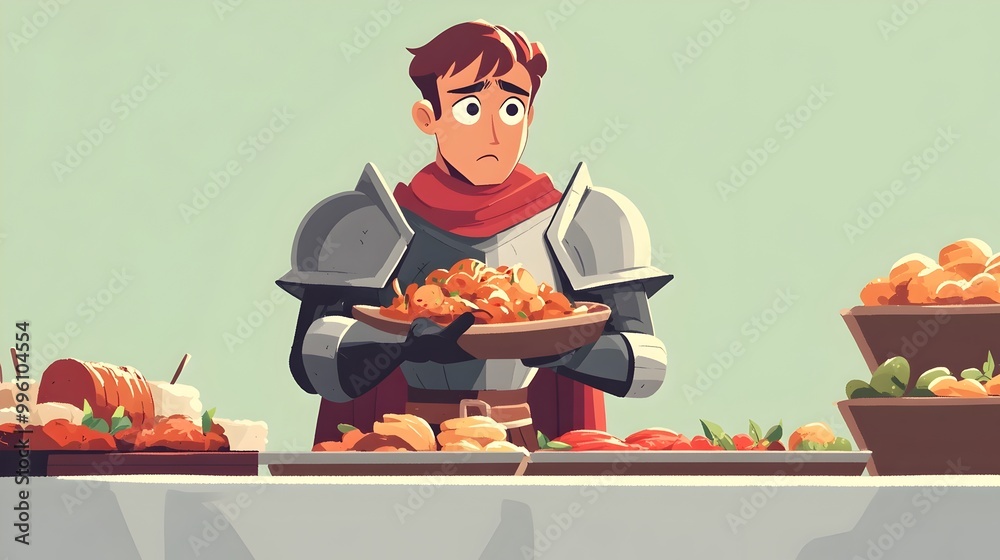 Confused Knight Faces Overwhelming Buffet of Delectable Dishes in ...