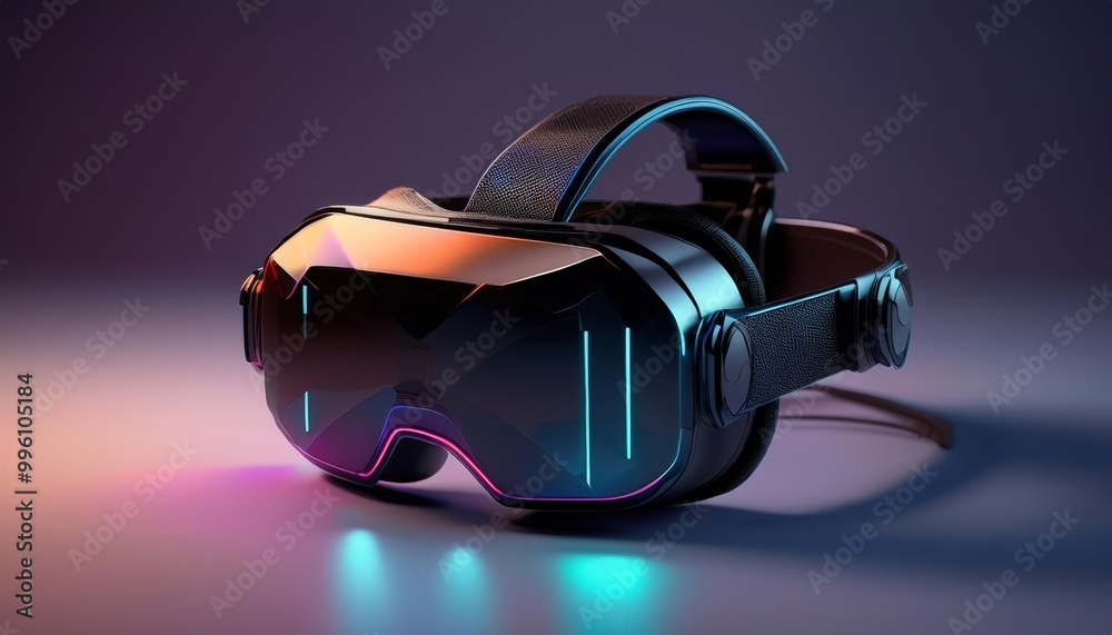 Futuristic virtual reality goggles with sleek design and vibrant ...