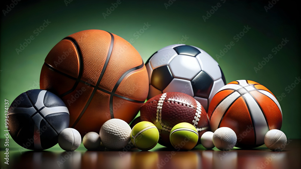 Dynamic composition of various sports balls displayed in an engaging ...