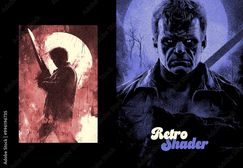 Retro Shader Poster Photo Effect Mockup Stock Template | Adobe Stock