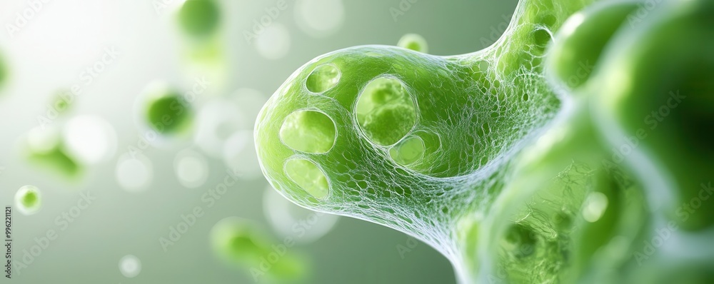 Microscopic view of algae cells, showing chloroplasts and cell walls ...