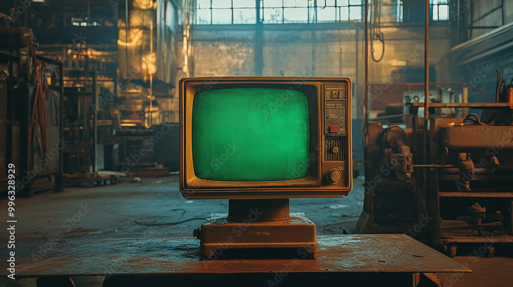 television old classical tv realistic 3d rendered in factory industrial ...