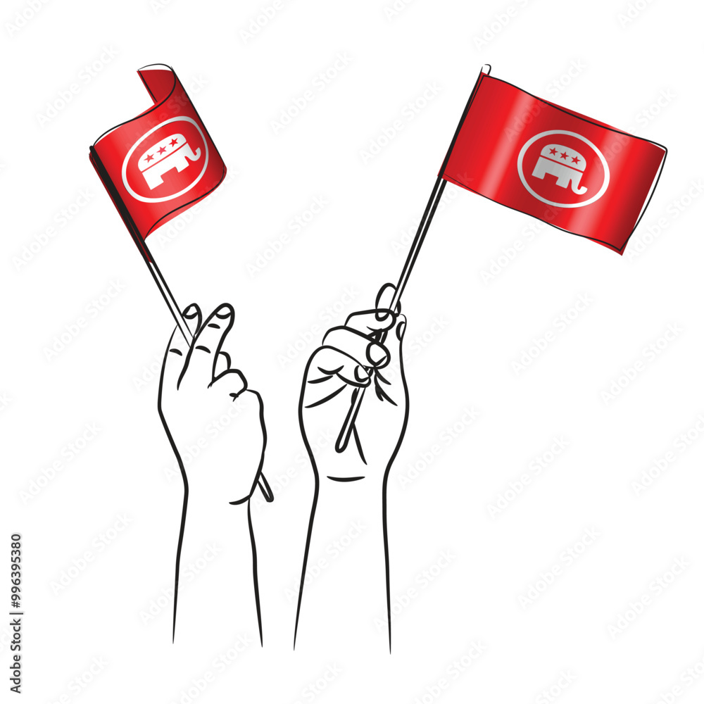 Outline line contour art Hand holding Republican logo symbol sign ...