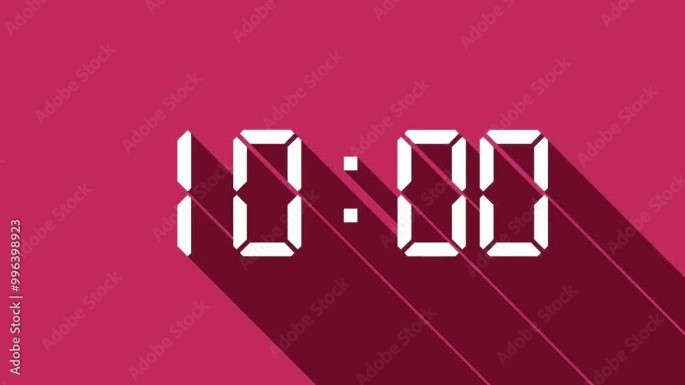 Digital countdown timer one hour animation from seconds, minutes ...