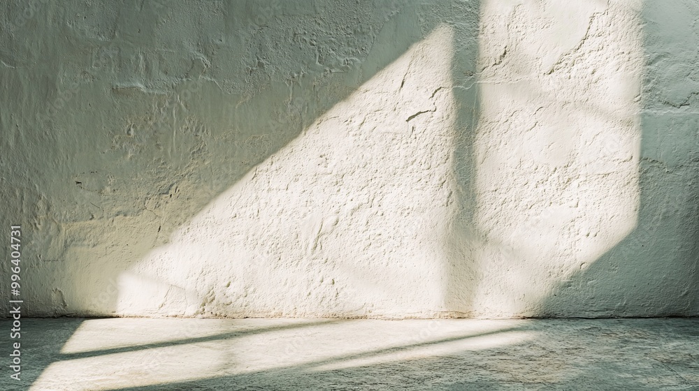 Minimalist shadows are projected onto neutral toned walls, creating a ...